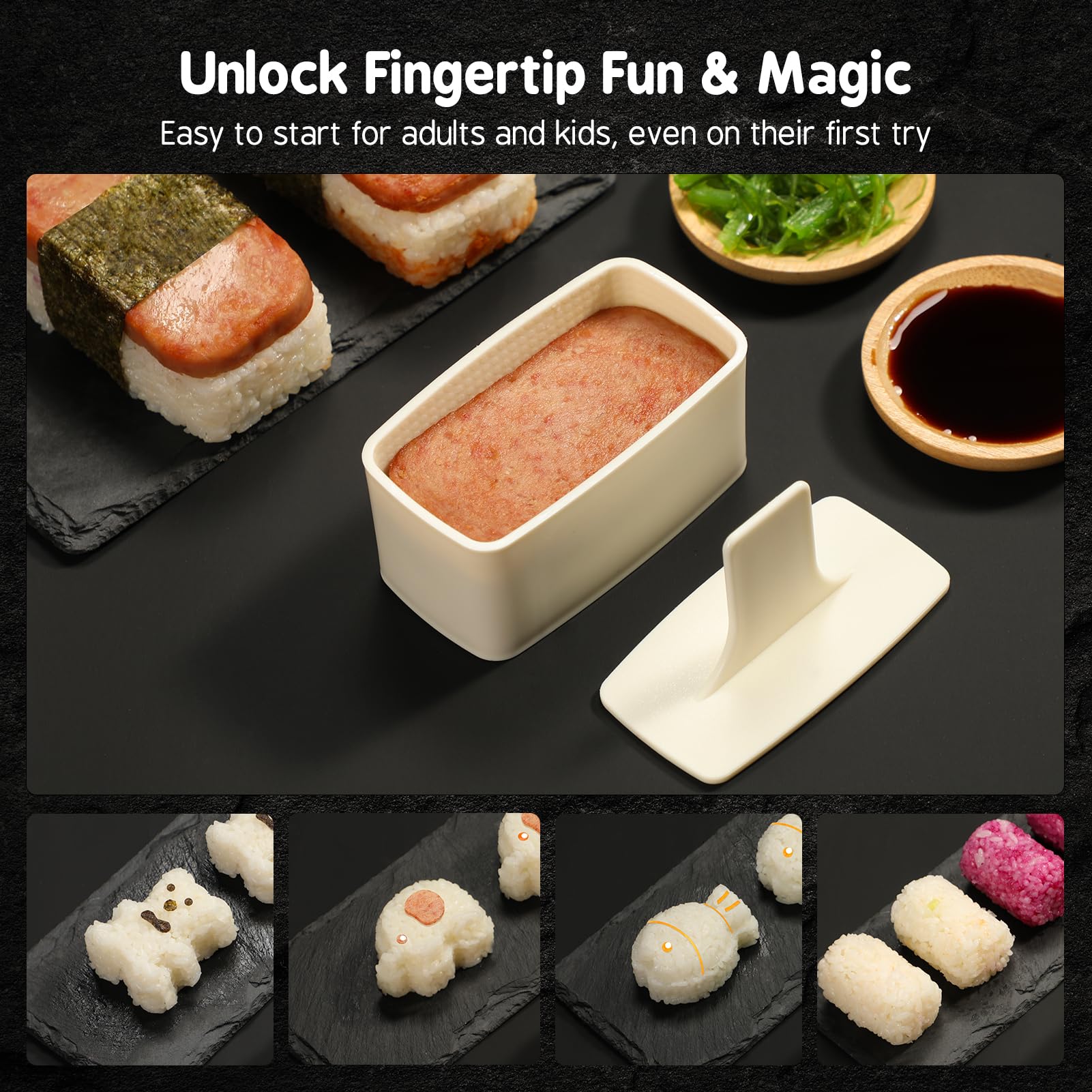 Delamu Sushi Making Kit, 23 in 1 Sushi Maker Bazooker Roller Kit with Bamboo Mats, Chef's Knife, Triangle/Nigiri/Gunkan Sushi Rice Mold, Chopsticks, Sauce Dishes, Rice Spreader, User Guide