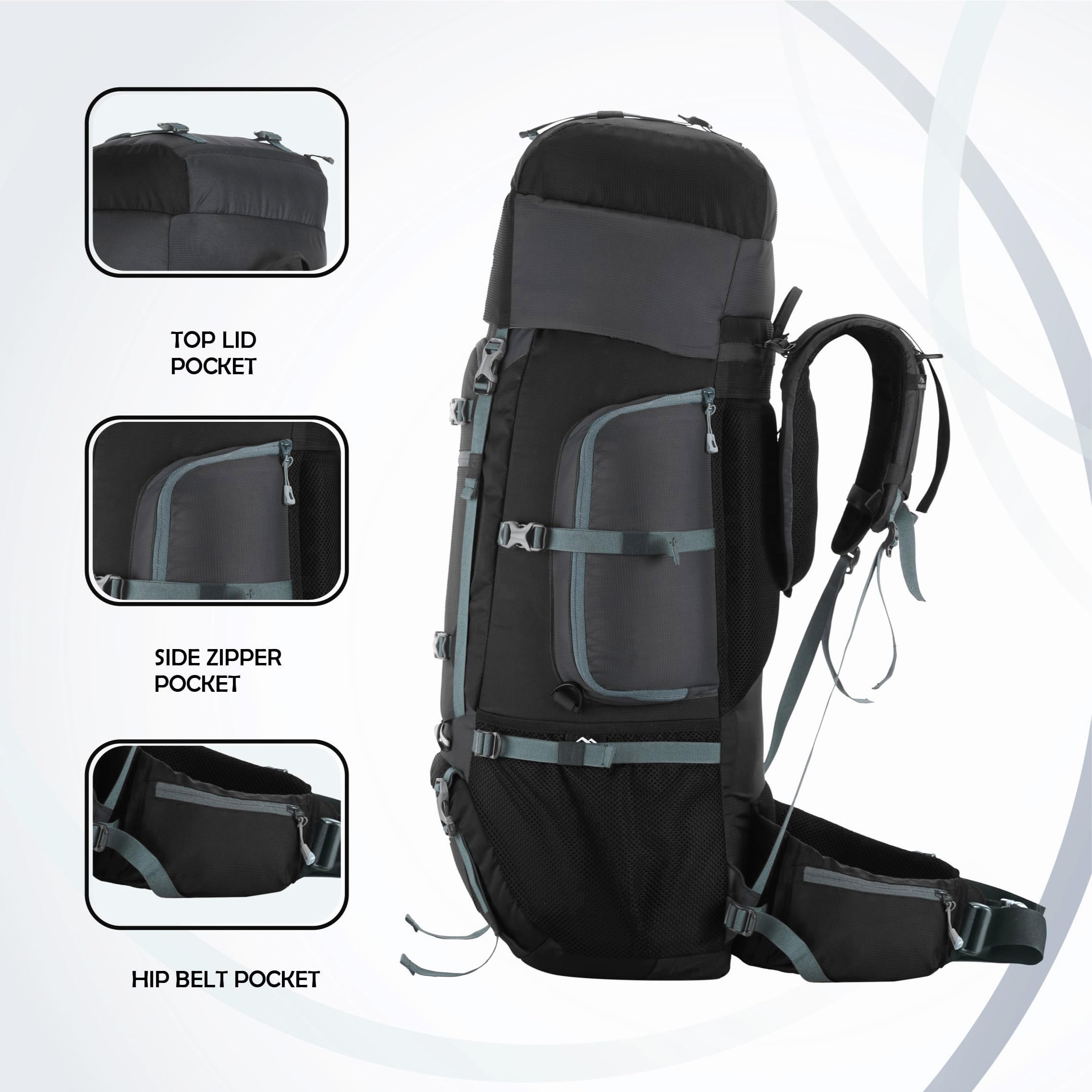 TRAWOC 80L Travel Backpack for Outdoor Sport Camp Hiking Trekking Bag Camping Rucksack HK007 (Grey)