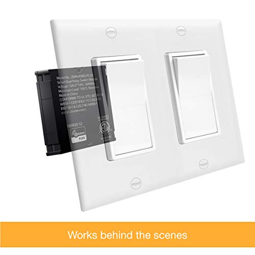 ENERWAVE Z-Wave Plus Dual Relay Module, Hidden Smart Switch, Single Pole, 120-277VAC, 10A Per Relay, Neutral Wire Required, ZWN-RSM2-PLUS, Black, 2-Pack (New Version)