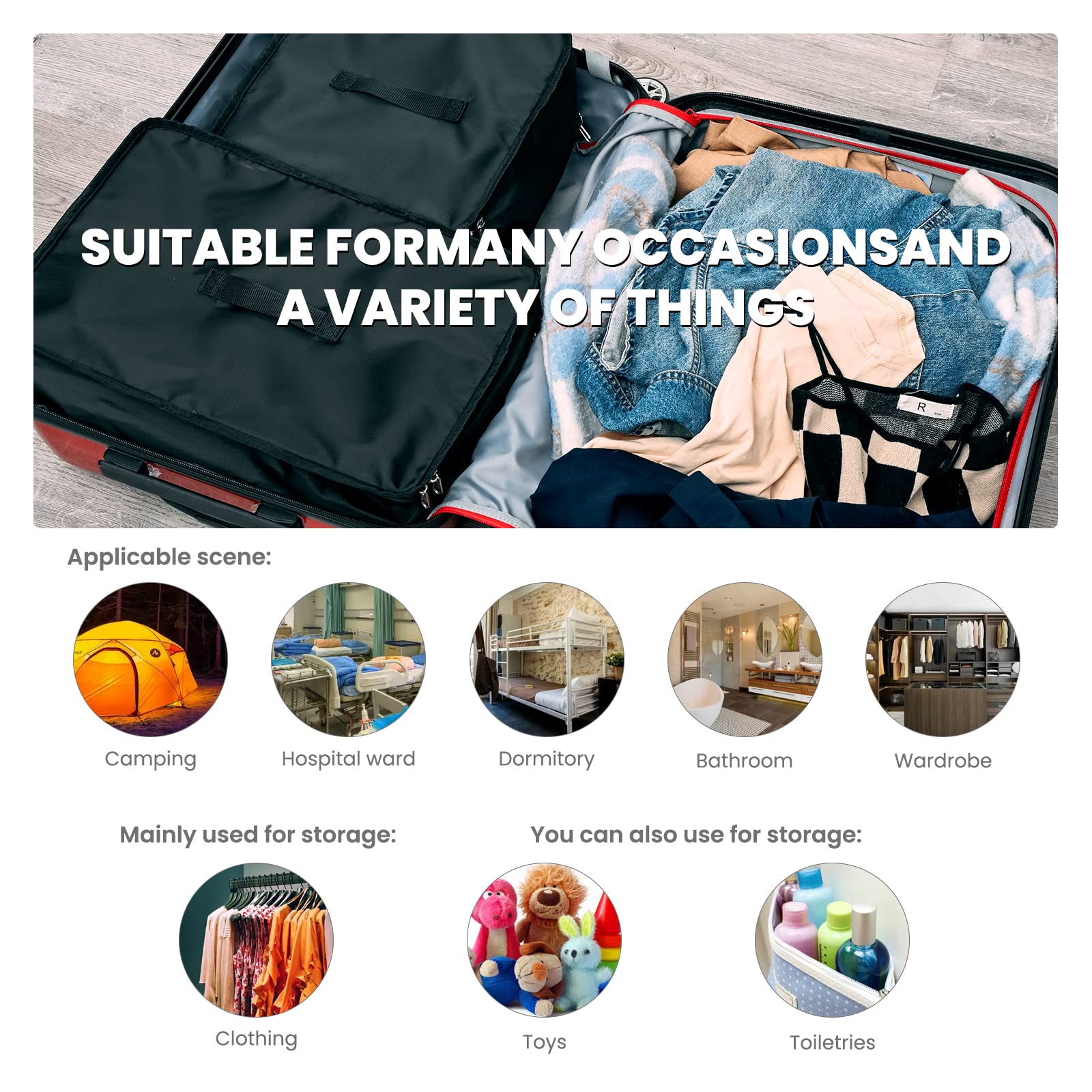 YCWIWO Travel Hanging Shelves, Hanging Packing Cubes for Travel, Luggage Storage Organizer, Carry-On Closet for Suitcase