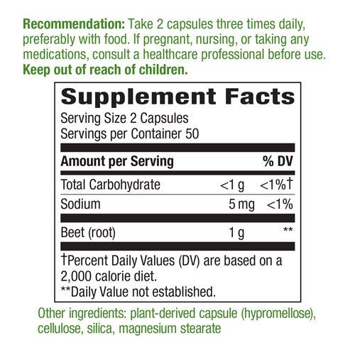 Nature's Way Beet Root 1000 mg, 100 Vegetarian Capsules, Pack of 2