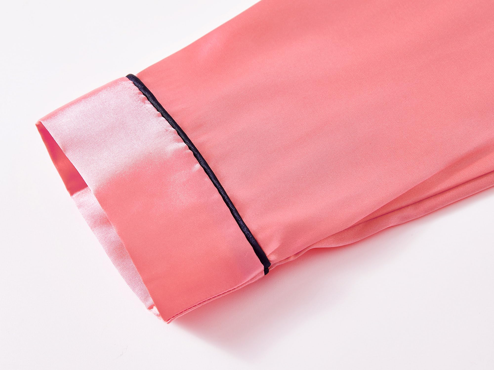 Beezizac Little & Big Girls Pajama Set Size 8 - Coral Satin Silky Cute Fall Winter Long Outfit