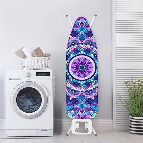 Yuuxorilu Mandala Ironing Board Cover Full Size Scorch Resistant Padding with Elastic Edge Iron Pad Covers Standard Boards, Hook and Loop Fastener Strap