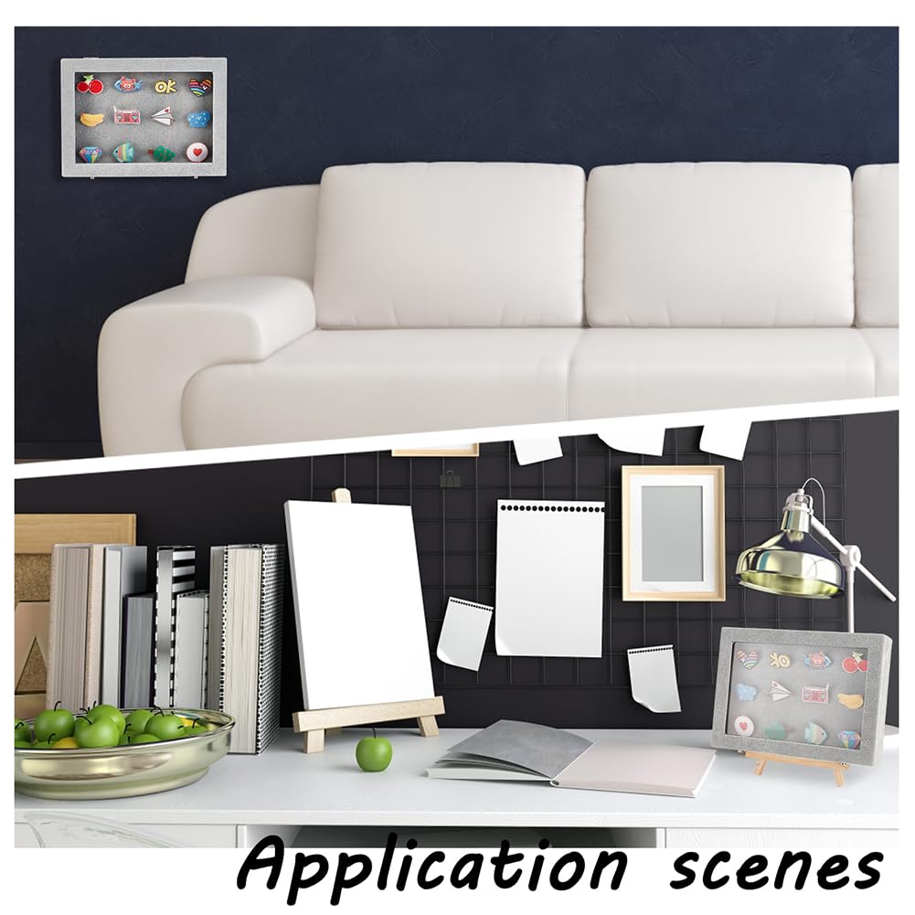 OLYCRAFT 8x11inch Pin Display Case Pin Collection Display Box Wooden Badge Storage Showcase with Velvet Cover and Iron Latch Lock Silver Clear Display Holder Board Frame for Flower Pictures Medals