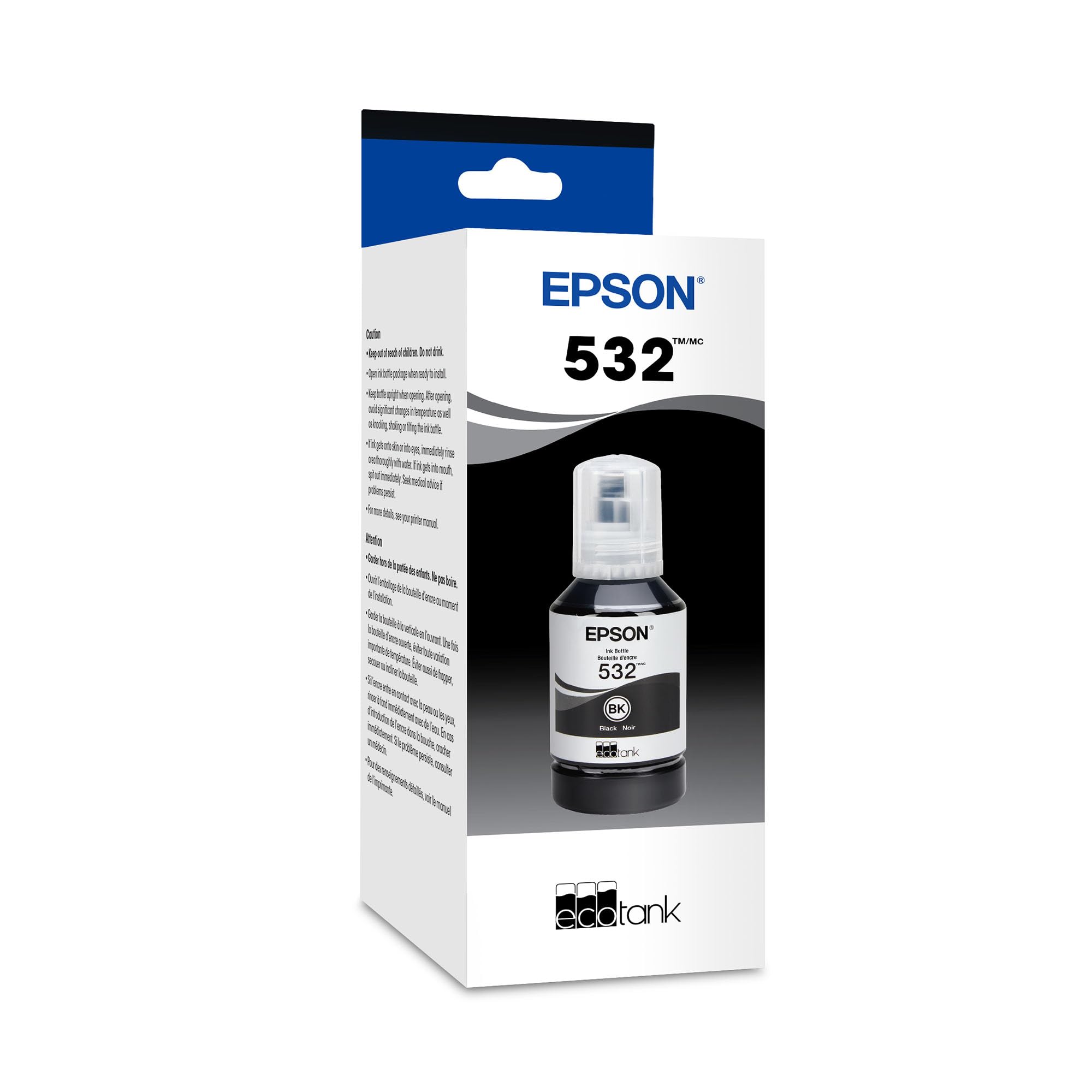 EPSON T532 EcoTank -Ink Ultra-high Capacity Bottle Black (T532120-S) for Select Epson EcoTank Printers