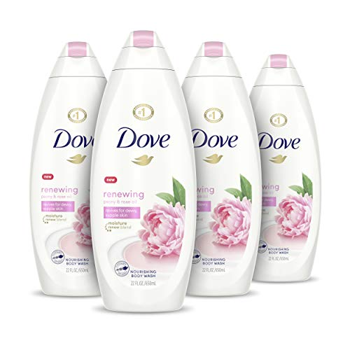 Dove Body Wash 100% Gentle Cleansers, Sulfate Free Peony and Rose Oil Effectively Washes Away Bacteria While Nourishing Your Skin, 22 Fl Oz (Pack of 4)