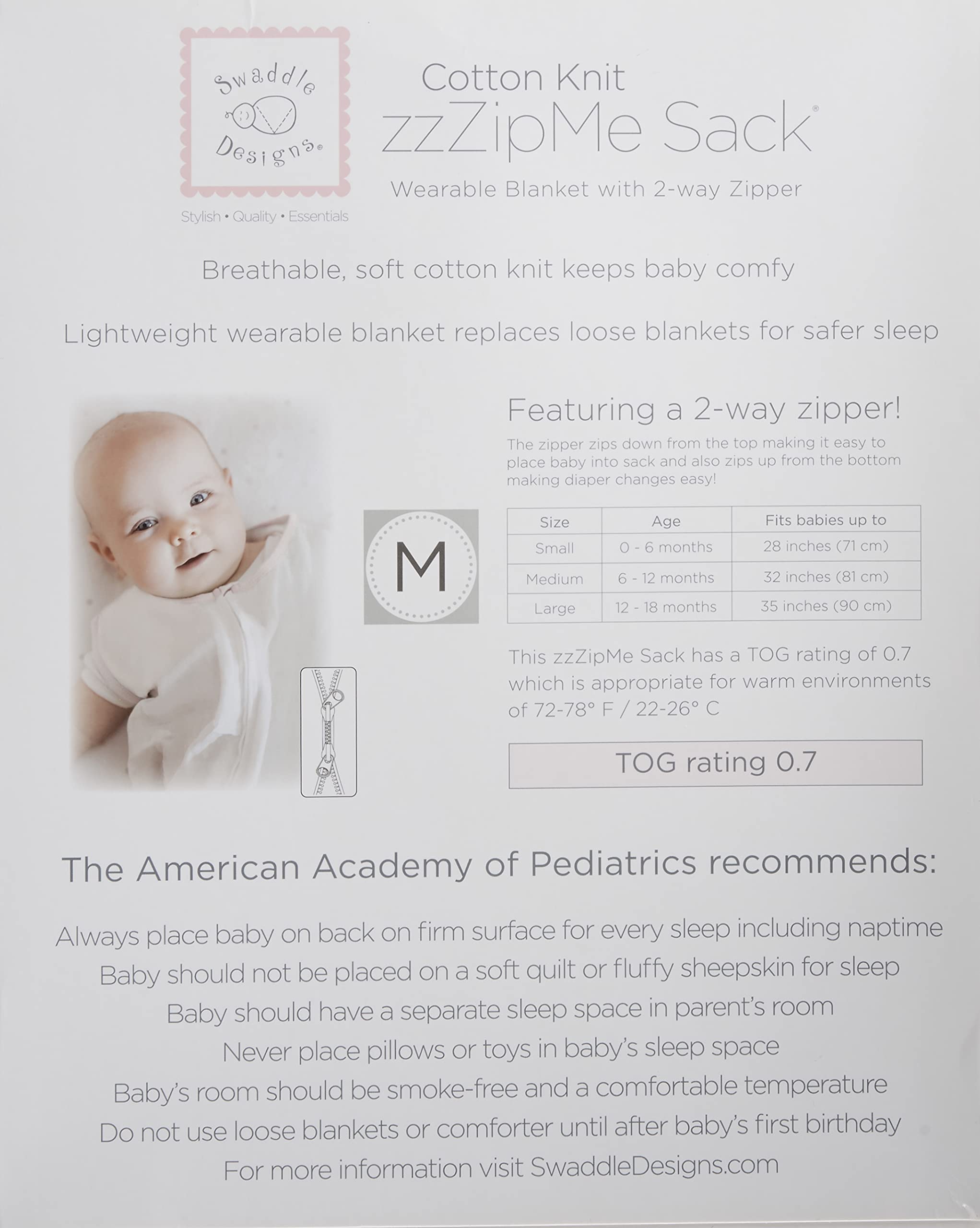 SwaddleDesigns Cotton Knit Sleeping Sack, Sleeveless Wearable blanket with 2-Way Zipper, Black Tiny Hedgehogs, Medium, 6-12 Months