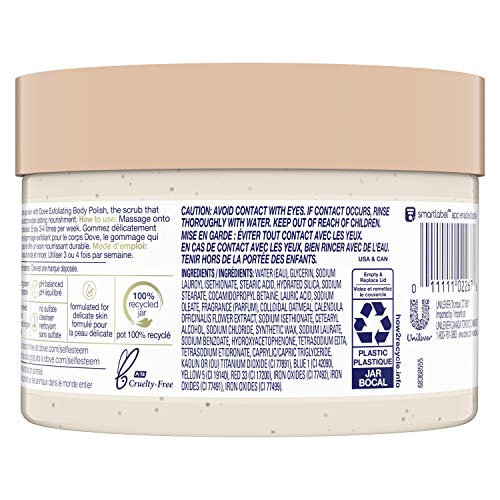 Dove Scrub for Silky Skin Oatmeal & Calendula Oil Body Scrub Exfoliates & Gives Lasting Nourishment 10.5 oz 4 Count