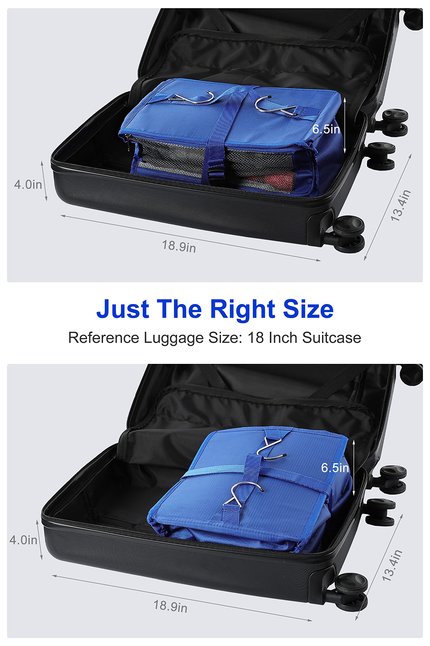 ELEZAY Hanging Packing Cubes Portable Closet 3-Shelf Travel Collapsible Compression Garment Organizer for Carry-on Luggage Suitcase Space Saver Bag X-Large_No Side Pockets, Black