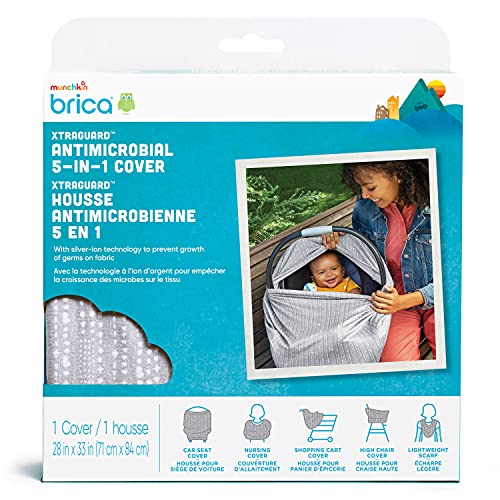 Munchkin Brica XtraGuard 5-in-1 Car Seat Cover and Nursing Cover, Grey
