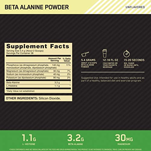 Optimum Nutrition Beta-Alanine, Unflavored, 7.15 Ounce,Powder