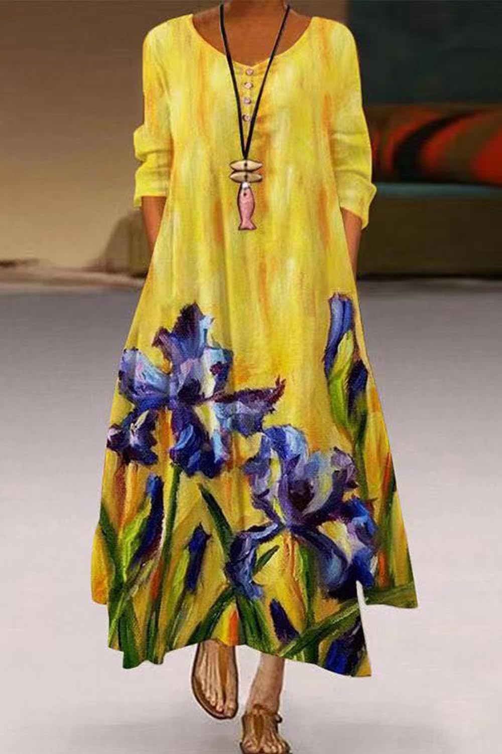 GADSUVI Women Plus Size Floral Loose Long Maxi Dress Oversized Bohemian Summer Caftan Beach Dress