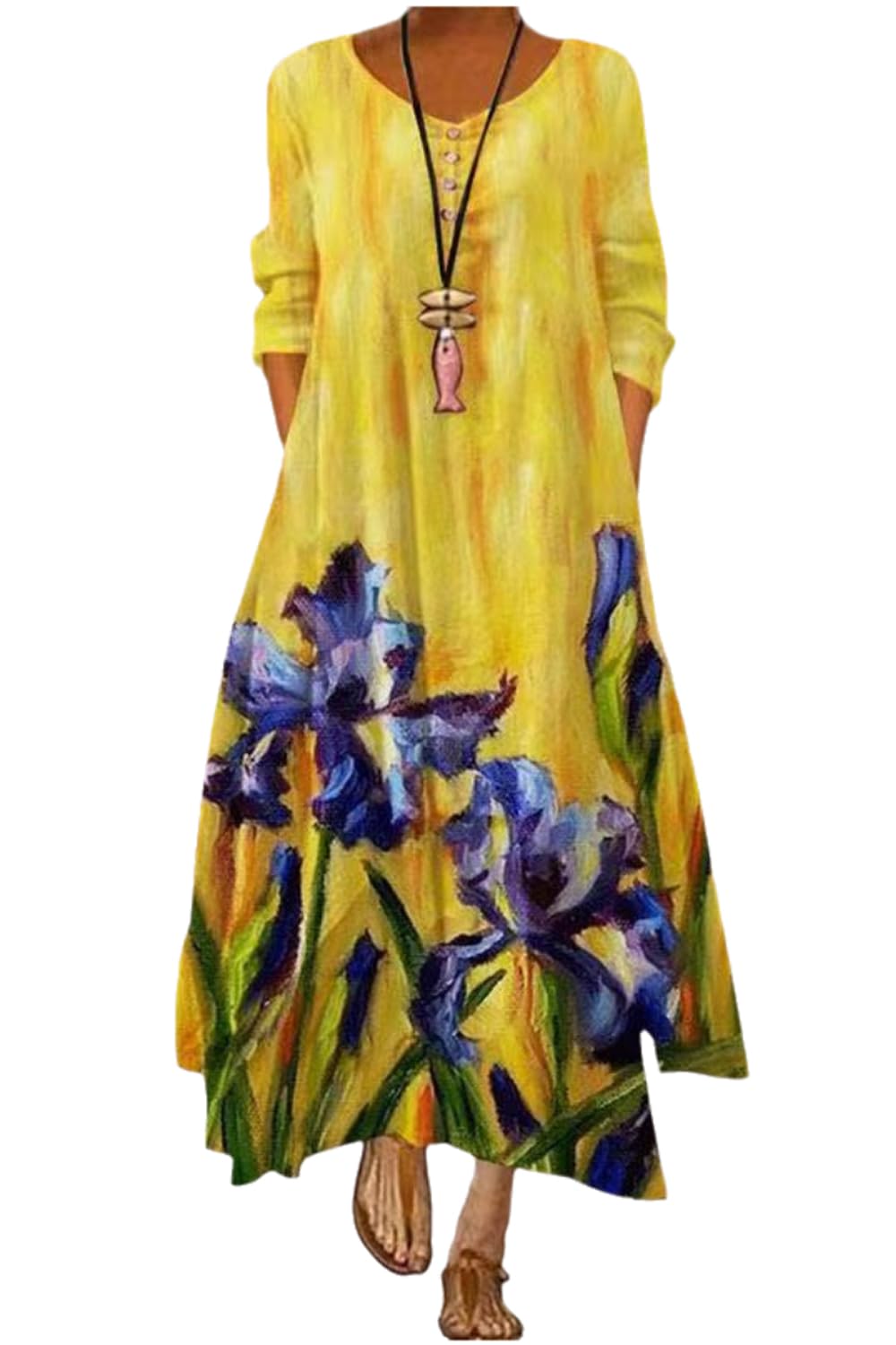 GADSUVI Women Plus Size Floral Loose Long Maxi Dress Oversized Bohemian Summer Caftan Beach Dress