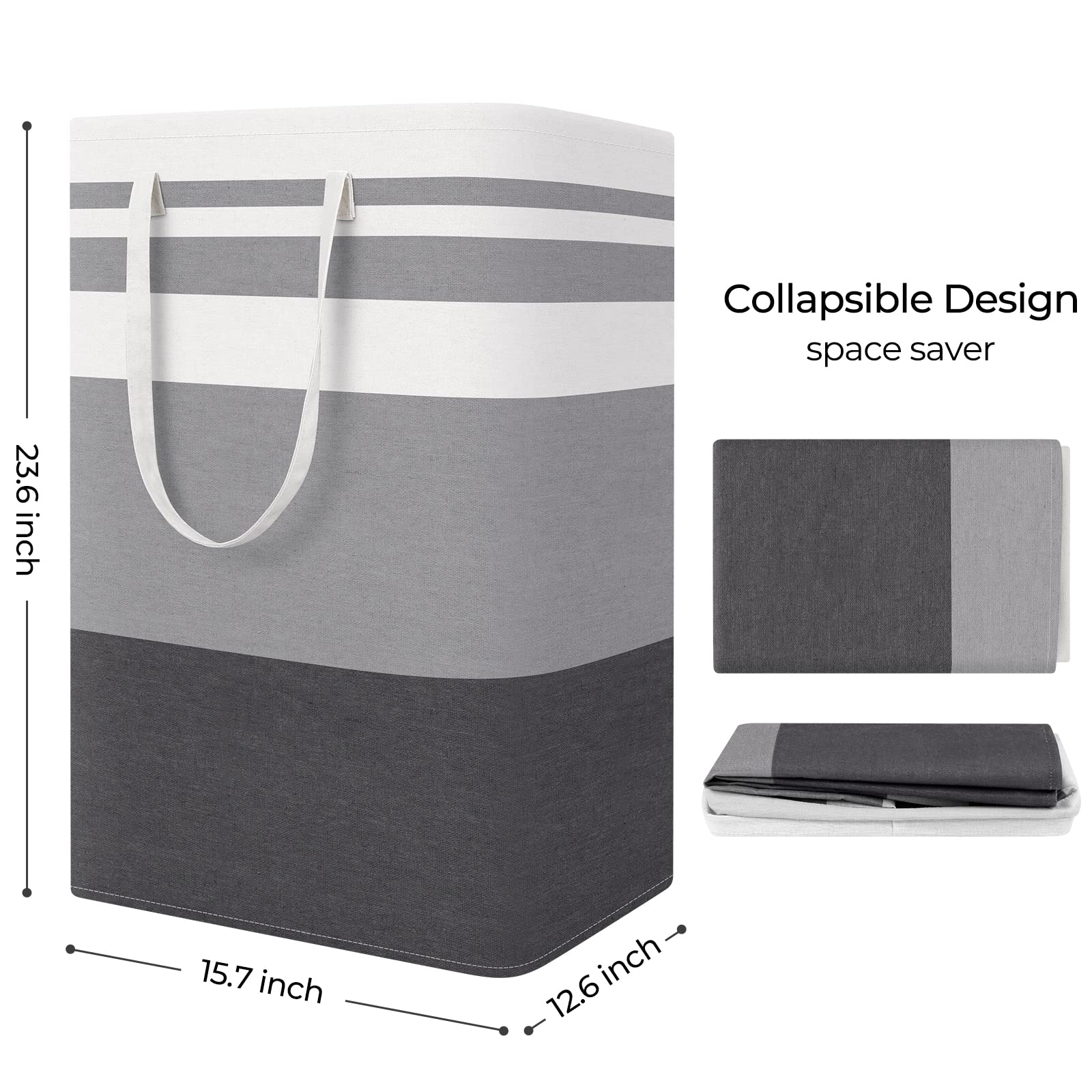 StorageRight Laundry Basket Hamper Large Collapsible Laundry Hamper with Easy Carry Handles,Freestanding Clothes Hampers for Laundry, Bedroom, Dorm, Clothes, Towels, Toys, 75L, Gradient Grey