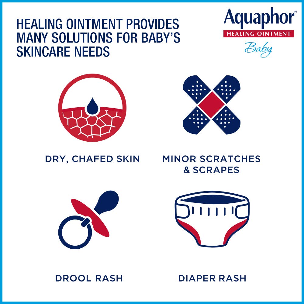 Aquaphor Baby Healing Ointment, Advanced Therapy for Chapped Cheeks and Diaper Rash, 3 Ounce (Pack of 3)