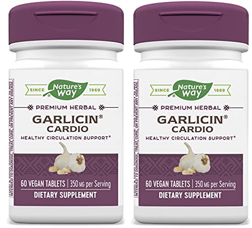 Nature's Way Garlicin Cardio, SmartRelease Garlic with MAX Allicin Potential, Odor Free, 60 Count, Pack of 2