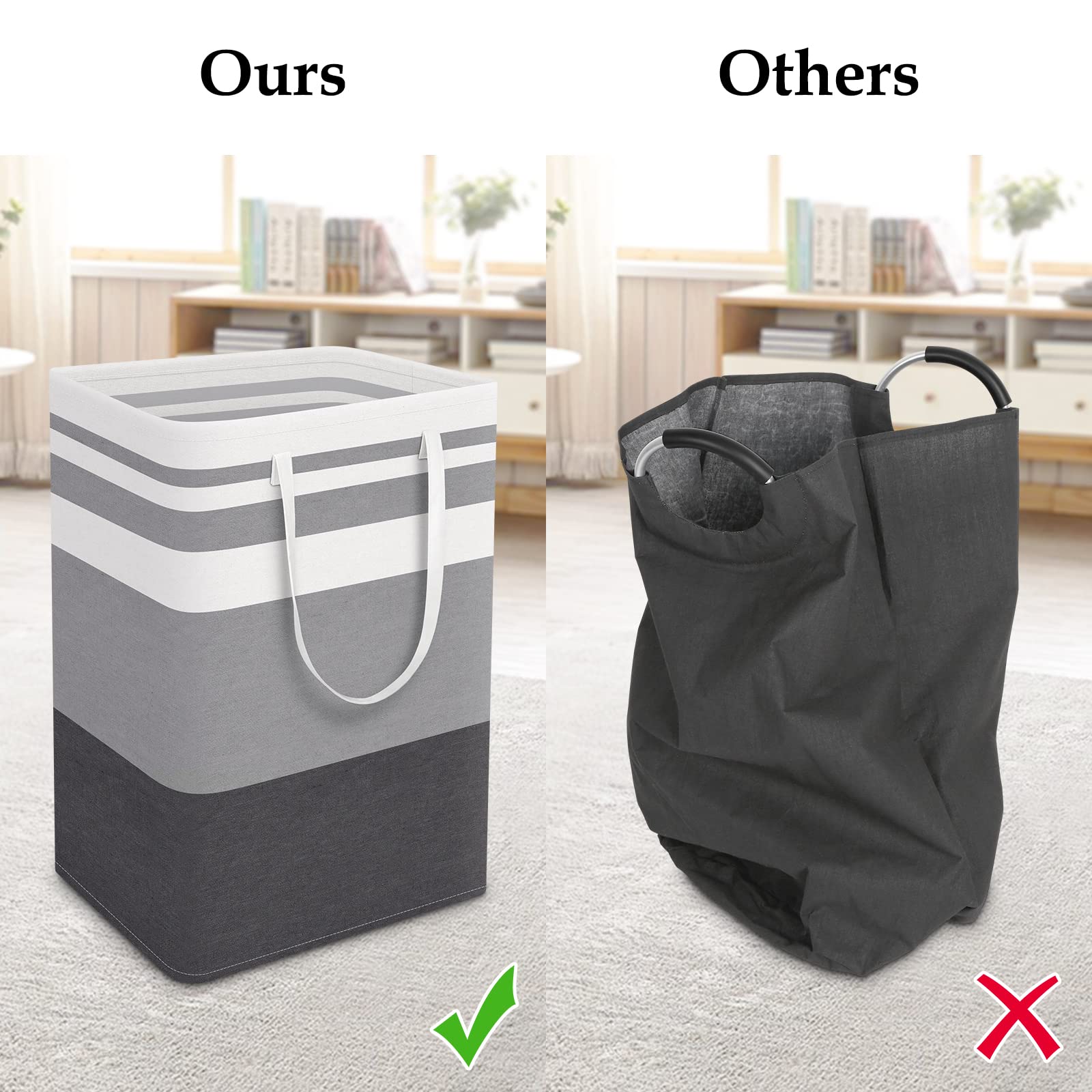 StorageRight Laundry Basket Hamper Large Collapsible Laundry Hamper with Easy Carry Handles,Freestanding Clothes Hampers for Laundry, Bedroom, Dorm, Clothes, Towels, Toys, 75L, Gradient Grey