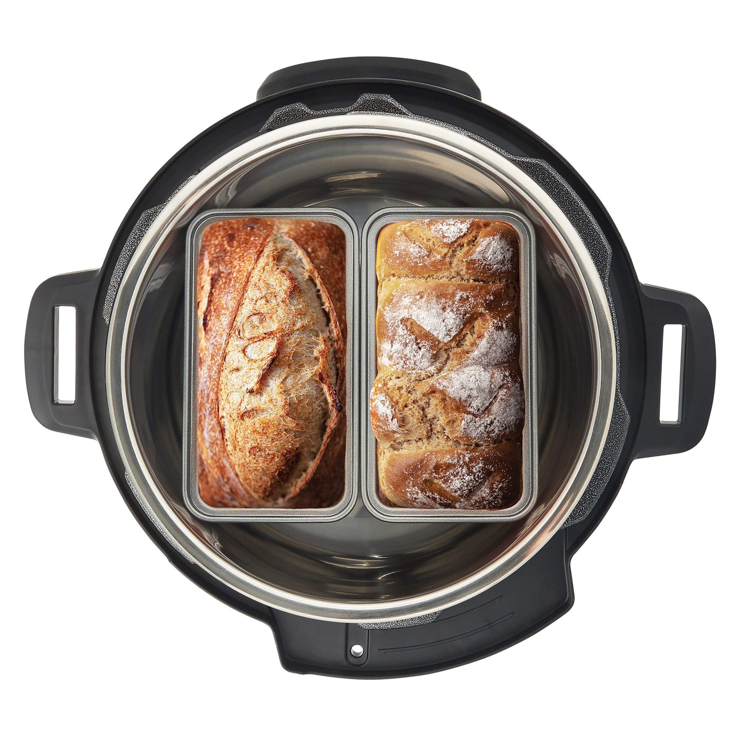 Instant Pot Official Non-Stick Mini Loaf Pans, Set of 2, Versatile for Meatloaf, Lasagna, Desserts, Compatible with 6-Quart and 8-Quart Cookers, Easy Cleanup, Gray