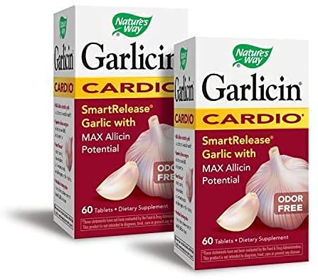 Nature's Way Garlicin Cardio, SmartRelease Garlic with MAX Allicin Potential, Odor Free, 60 Count, Pack of 2