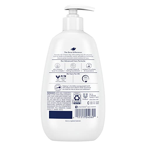 Dove Advanced Care Hand Wash Peony & Rose Oil 4 Count for Soft, Smooth Skin, More Moisturizers Than The Leading Ordinary Hand Soap, 12 oz