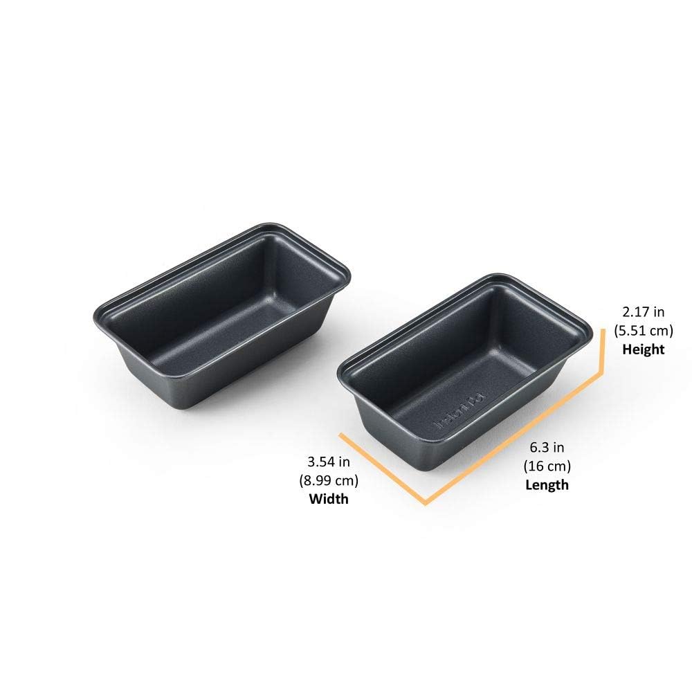 Instant Pot Official Non-Stick Mini Loaf Pans, Set of 2, Versatile for Meatloaf, Lasagna, Desserts, Compatible with 6-Quart and 8-Quart Cookers, Easy Cleanup, Gray