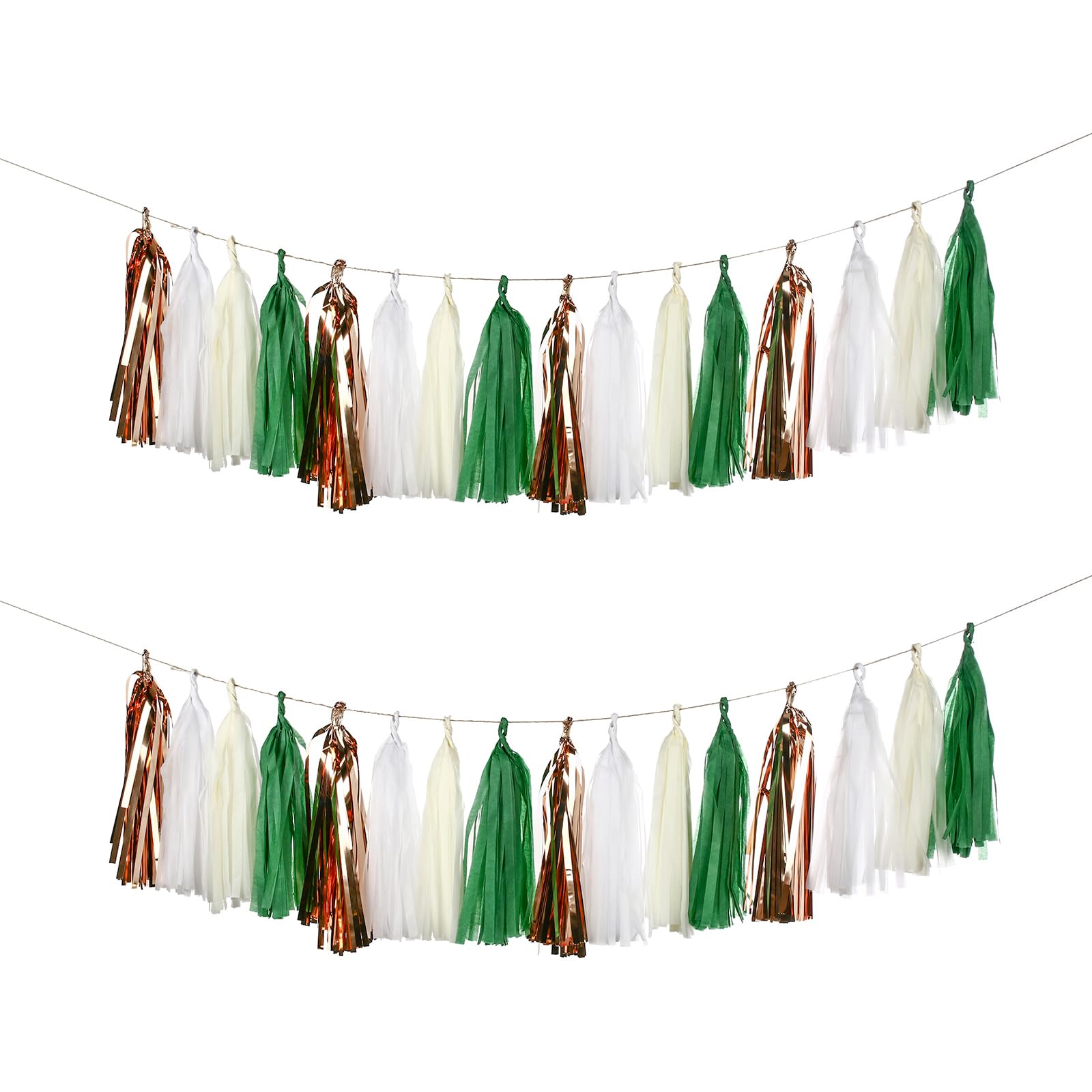 GUZON 20Pcs Wedding Party Tassel Green Champagne Gold and IvoryTassel Garland for Rustic Style Bridal Shower Baby Shower Spring Decor Birthday Eucalyptus Neutral Decorations