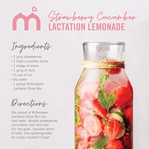 Munchkin® Milkmakers® Lactation Drink Mix Supplement with B Vitamins/Collagen/Fenugreek & Milk Thistle for Breastfeeding Moms, Berry Lemonade, 14 Count