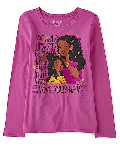 The Children's Place Girls Assorted Everyday Long Sleeve Graphic T-Shirts Love Your Hair Medium