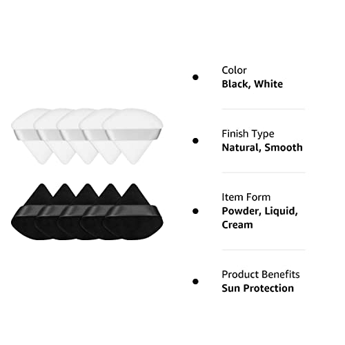 10 Pieces Pure Powder Puff Face Triangle Soft Makeup Powder Puff for Loose Powder Mineral Powder Body Powder Makeup Tool
