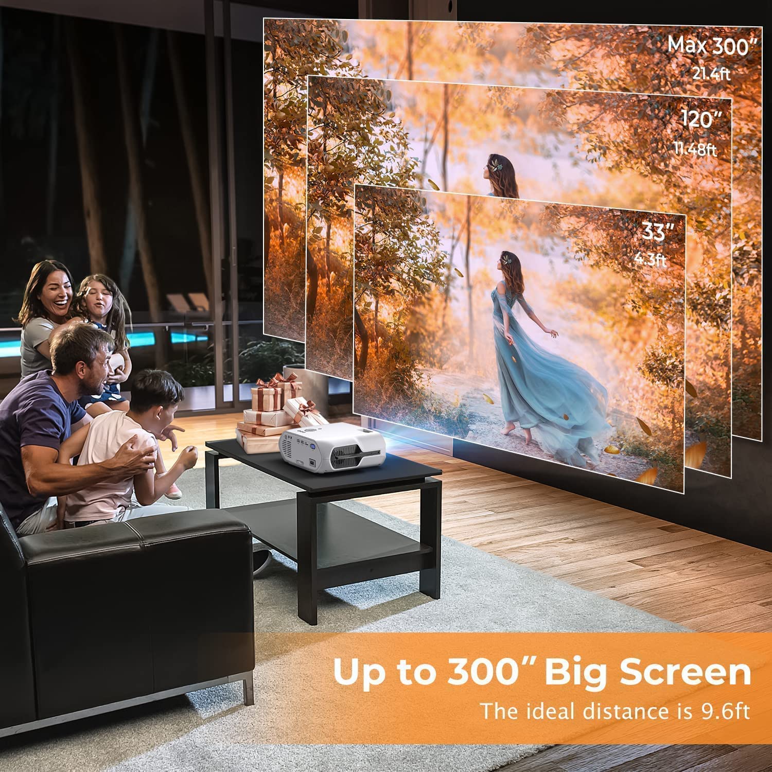 VIDOKA Native 1080P Projector with WiFi and Bluetooth, 8000L Full HD Projector for Home Outdoor Movie, Support 4K and Video Zoom,Sleep Timer, Compatible w/ TV Stick/iPhone/iPad/Laptop/PC/Smartphone