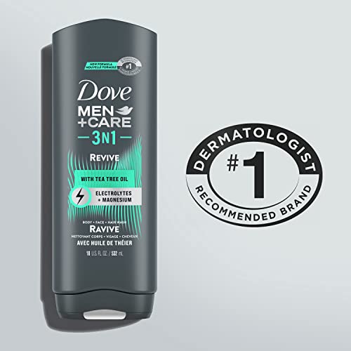 DOVE MEN + CARE Post-Workout Body Wash For Men 3N1 Revive With Tea Tree Oil 18 oz 4 Count