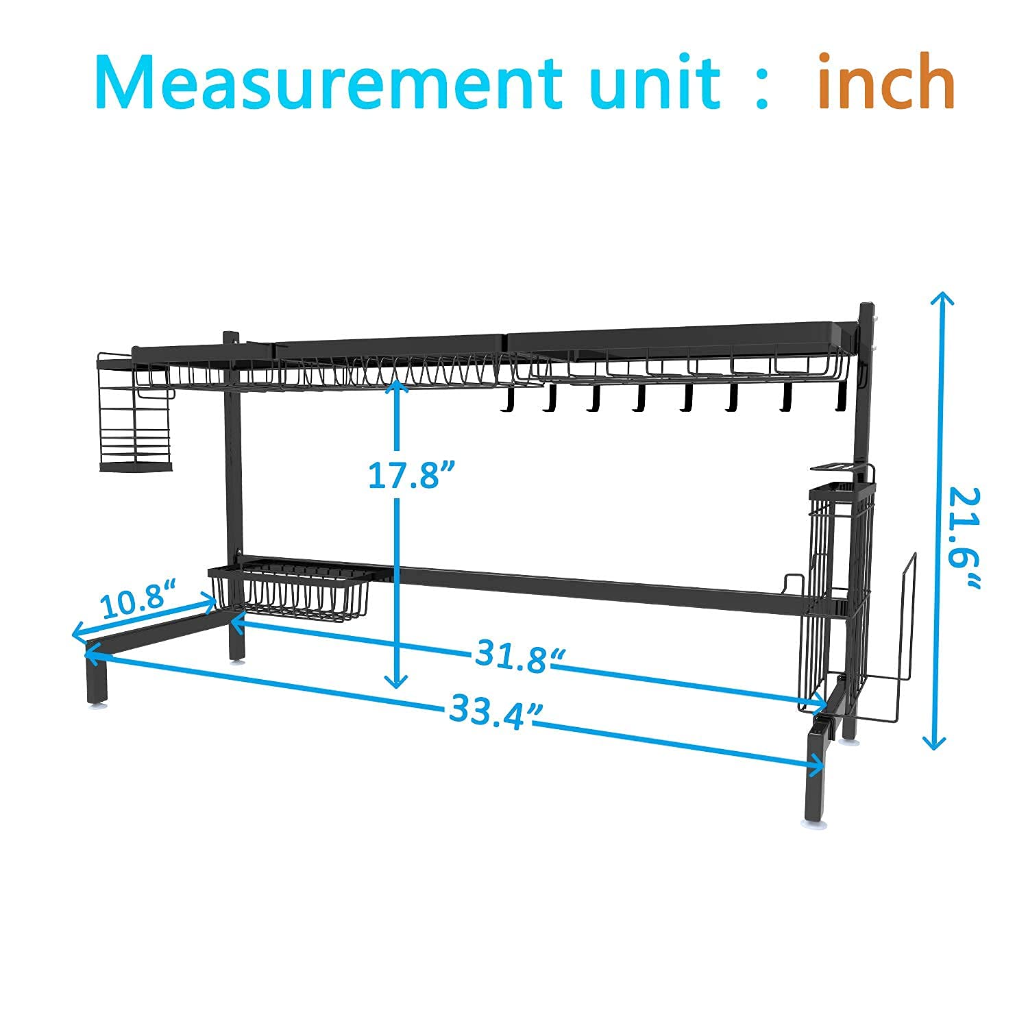 Shop Again Over The Sink Dish Drying Rack,Drainer Stainless Steel for Organization Storage Space Saver Utensil Holder Cutting Board Holder Kitchen Counter Storage Rack,16.5 x11.8 x7in