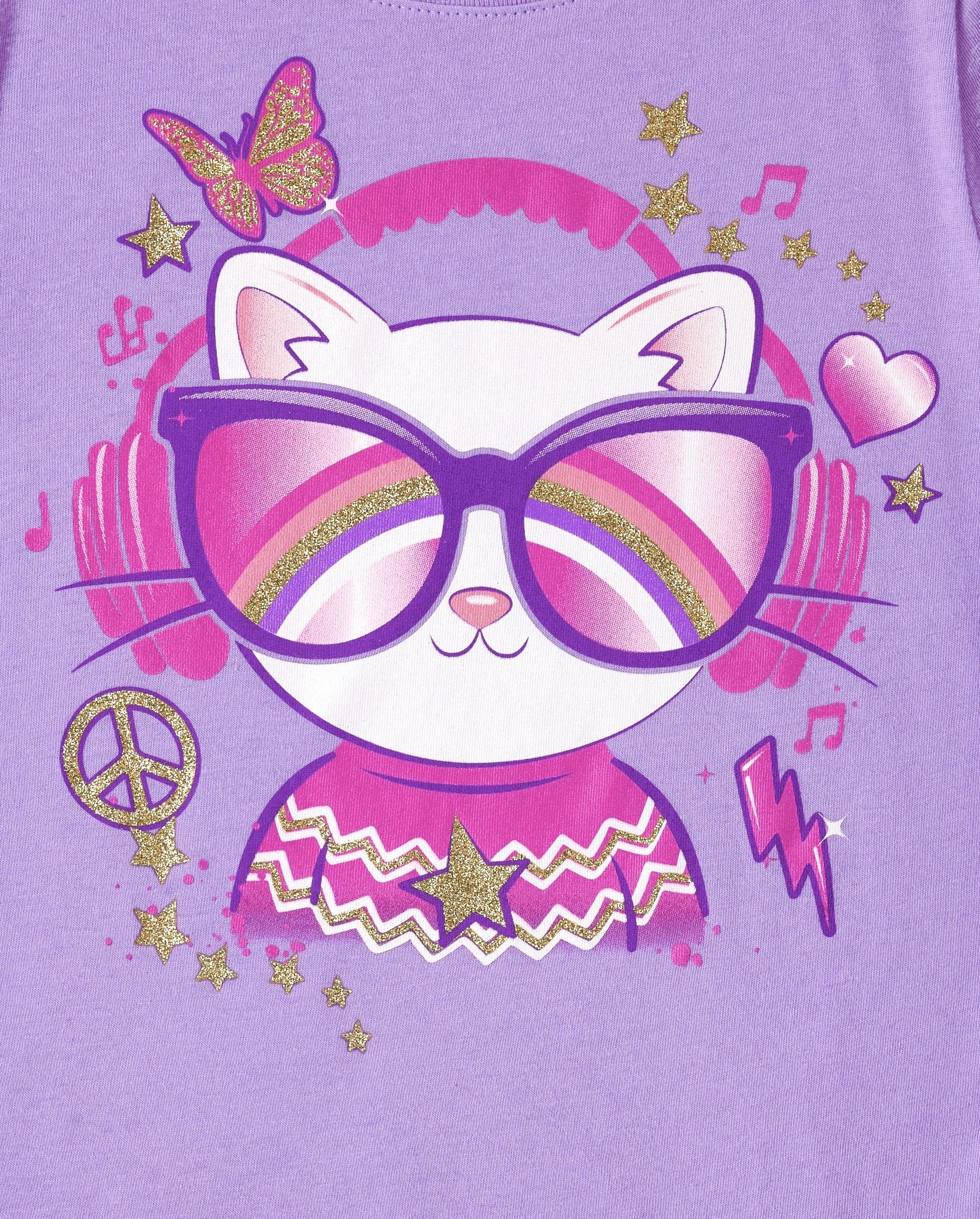 The Children's Place Girls Unicorn Long Sleeve Graphic T-Shirts,Multipacks Rainbow/Music Cat/Unicorn 3-Pack Medium