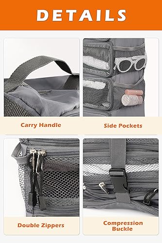 ELEZAY Hanging Packing Cubes with Compression Capability Portable 4-Shelf Closet for Travel Collapsible Space Saver Bag Clothes Organizer for Carry-on Luggage Suitcase Small_18*9 * 7 IN, Lightgrey