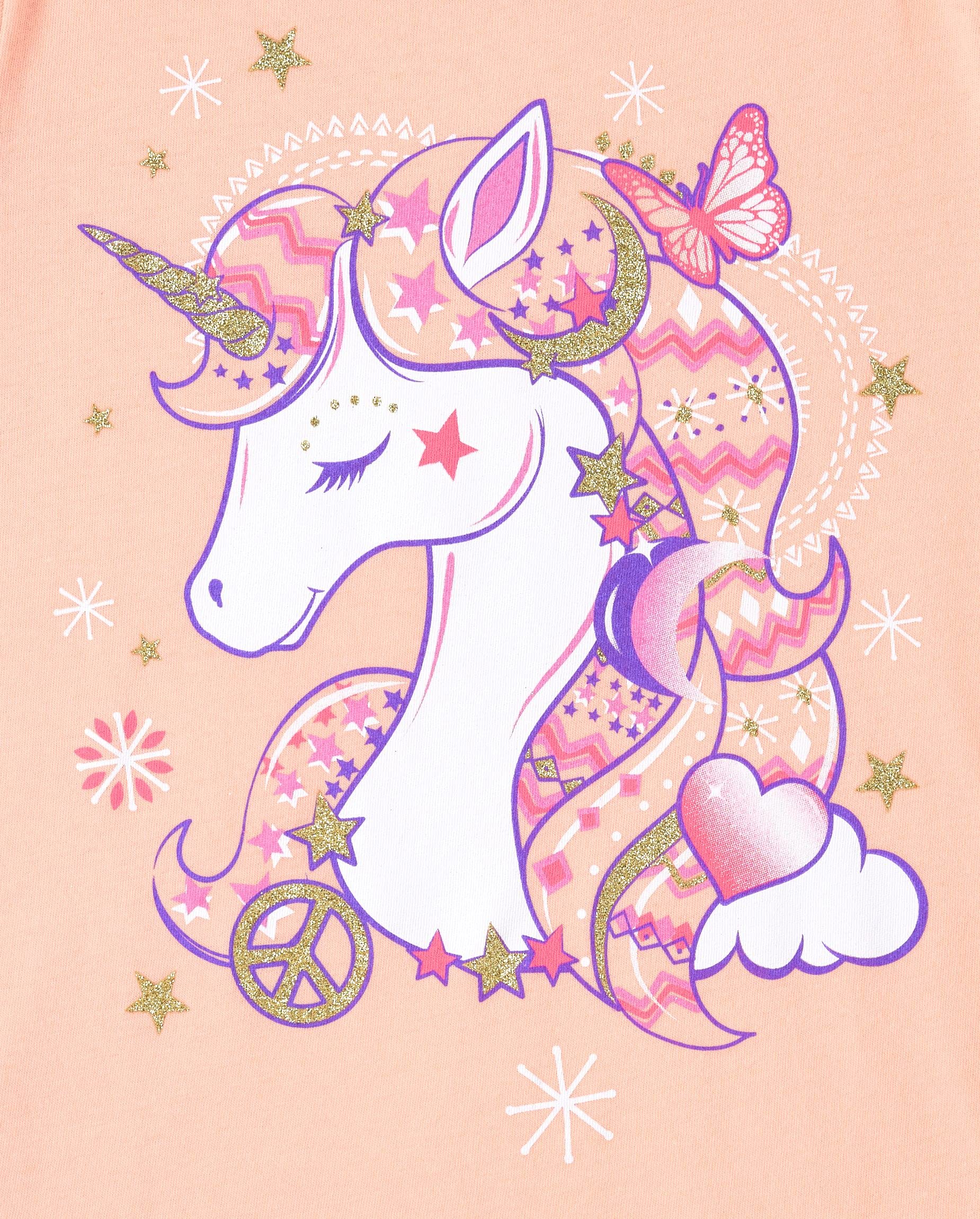 The Children's Place Girls Unicorn Long Sleeve Graphic T-Shirts,Multipacks Rainbow/Music Cat/Unicorn 3-Pack Medium