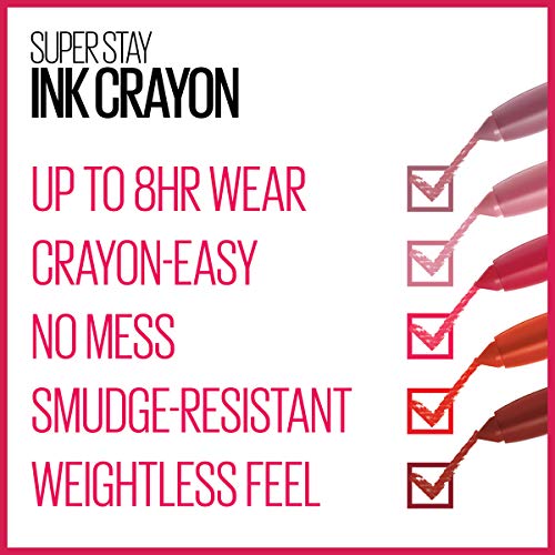 Maybelline SuperStay Ink Crayon Matte Longwear Lipstick With Built-in Sharpener, Know No Limits, 0.04 Ounce