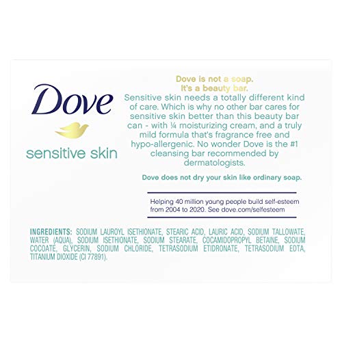 DOVE BAR Soap for Sensitive Skin 3.15 oz 25.2 Ounce, (Pack of 8)