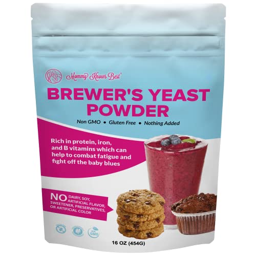 Brewers Yeast Powder for Lactation - Mommy Knows Best Brewer's Yeast for Breastfeeding Mothers - Mild Nutty Flavored Unsweetened and Debittered - 1 lb