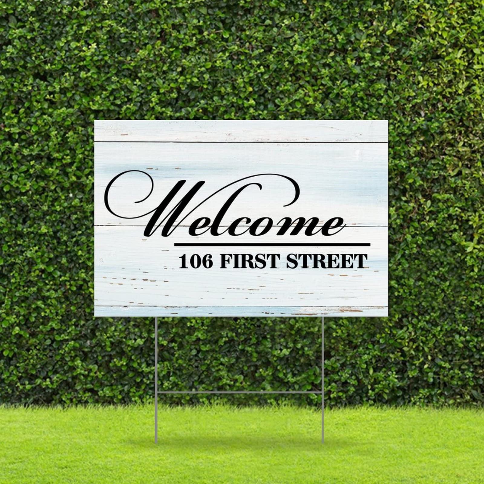 Signs Board Personalized Welcome 106 First Street Yard Signs with Stakes House Warming Gift Encouraging for Garage Sales Rent Open House Construction 12"x18"