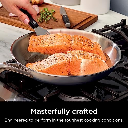 Ninja EverClad Stainless Steel Cookware 12 Piece Pots & Pans Set, All Stovetops & Induction, Oven Safe to 600°F, Tri-Ply Commercial-Grade, C99012