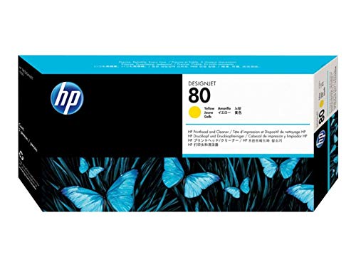 HP 80 Yellow DesignJet Printhead & Printhead Cleaner (C4823A) for DesignJet 1000 Series Large Format Printers, Yellow Printhead