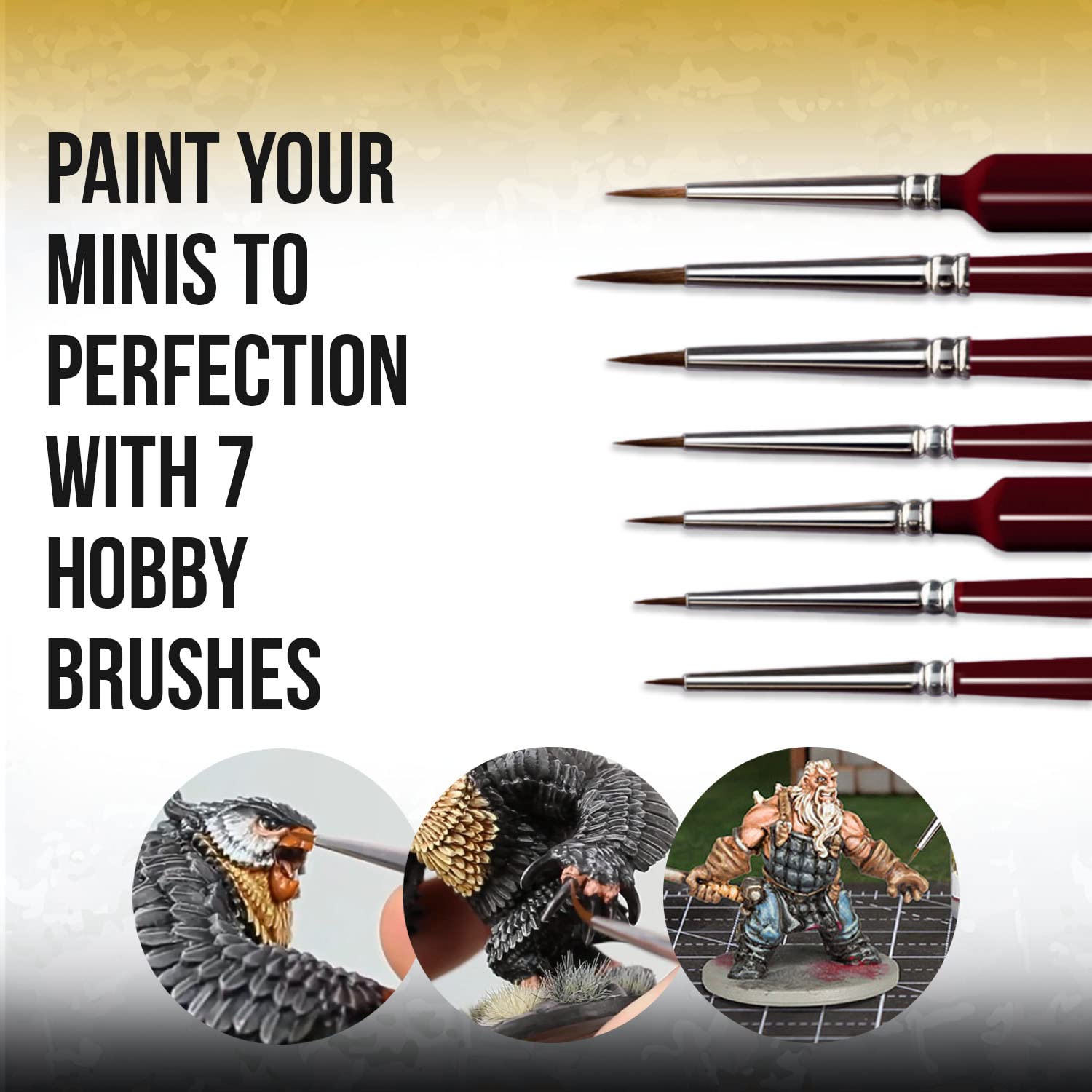 Wargames Delivered Army Painter Brushes - Miniature Paint Brush Set 15 Standard Model Paint Brush: Dry Brush, Effect Brush and Fine Tip Detail Paint Brush, Acrylic Brush set for Plastic Model Painting