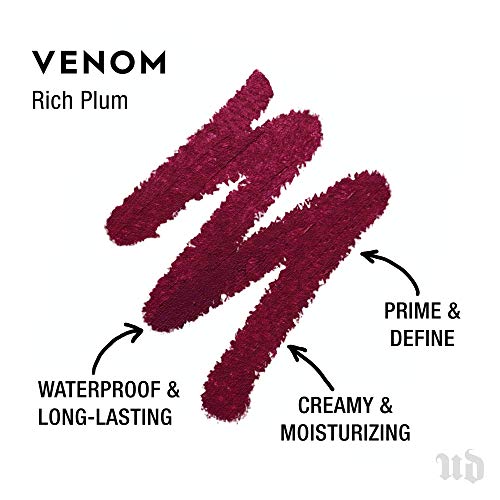 URBAN DECAY 24/7 Glide-On Lip Pencil - Waterproof & Longwearing Lip Liner - Smooth, Creamy & Moisturizing Formula with Vitamin E - Prevents Lipstick from Feathering – Venom (Rich Plum), 0.04 Oz