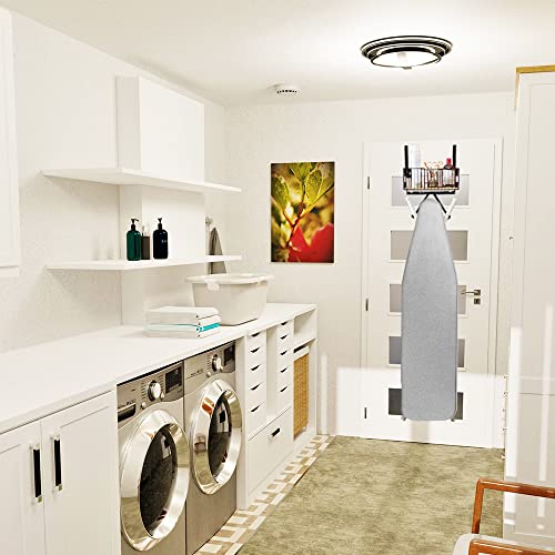 Fabias Over The Door Ironing Board Holder, Especially for 1 3/4" Thick Doors (with Basket)