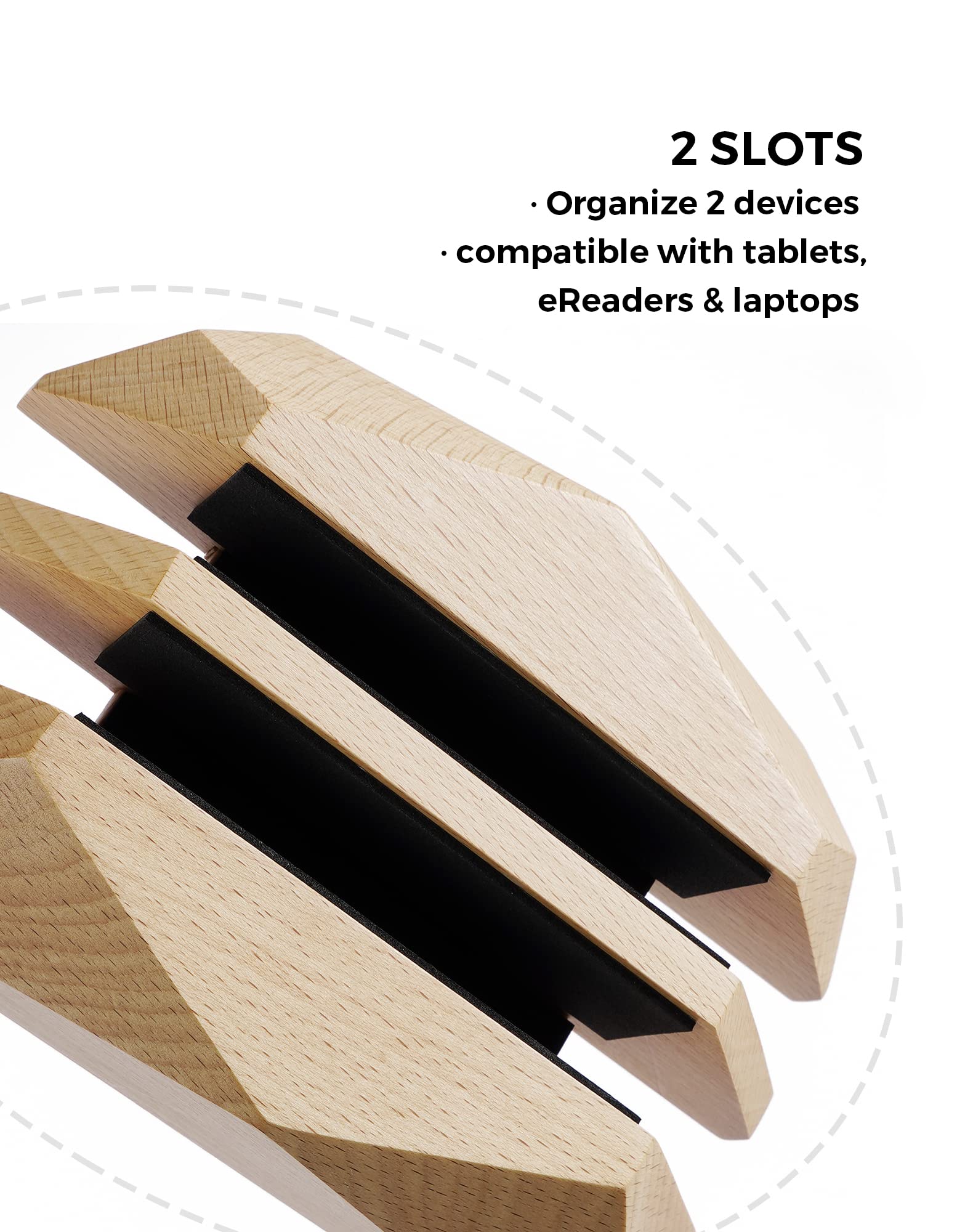 MOYUART Vertical Laptop Stand, MacBook Stand Wood, Vertical Laptop Holder for Desk, Widen Dock Fits All MacBook/Surface pro/Samsung/HP/Dell/Chrome Book(Black Walnut)