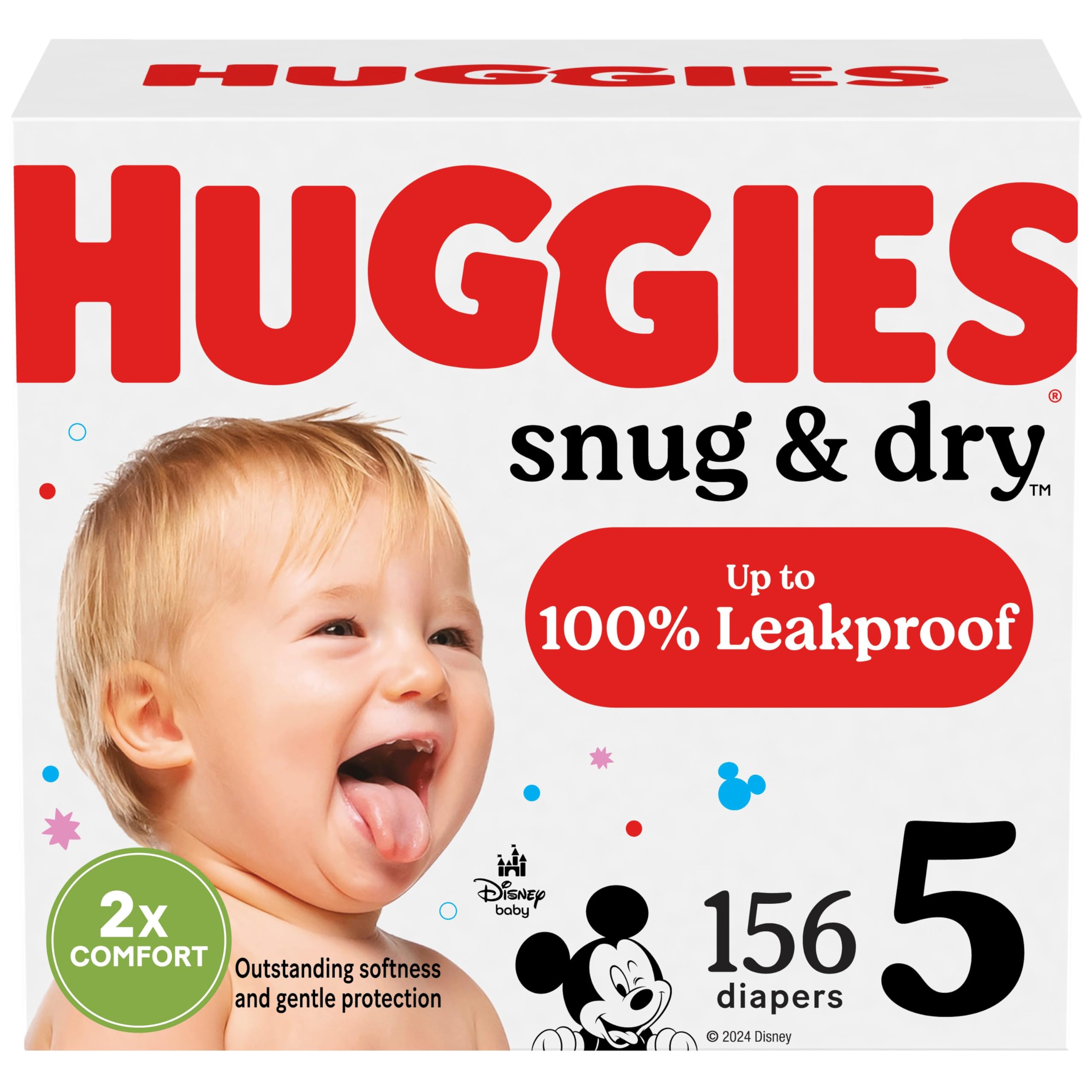 Huggies Snug & Dry Baby Diapers, Size 5 (27+ lbs), 156 Ct