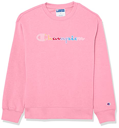 Champion Big, Crew Girls, Lightweight Pullover Sweatshirt, Graphics, Spark Pink