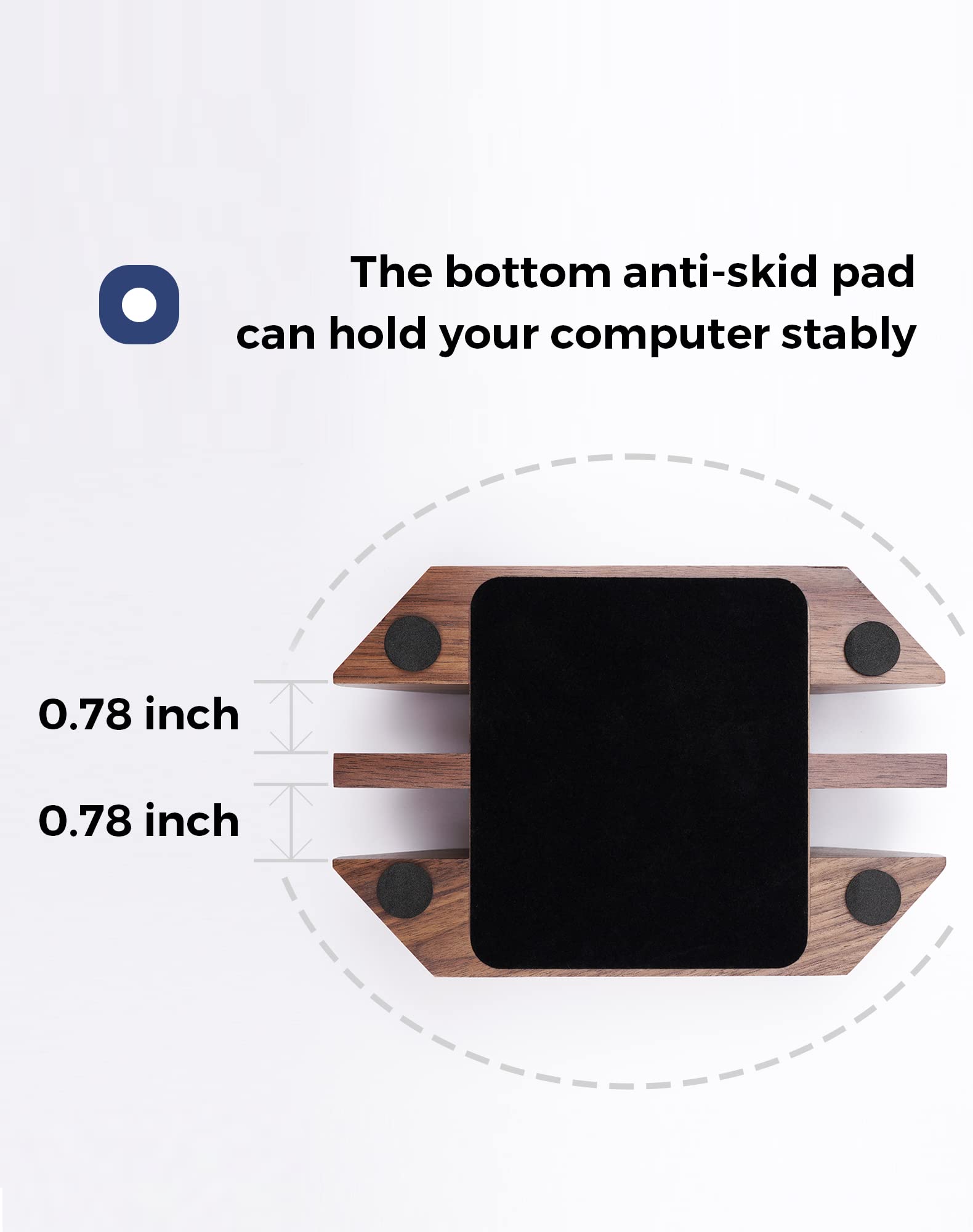 MOYUART Vertical Laptop Stand, MacBook Stand Wood, Vertical Laptop Holder for Desk, Widen Dock Fits All MacBook/Surface pro/Samsung/HP/Dell/Chrome Book(Black Walnut)
