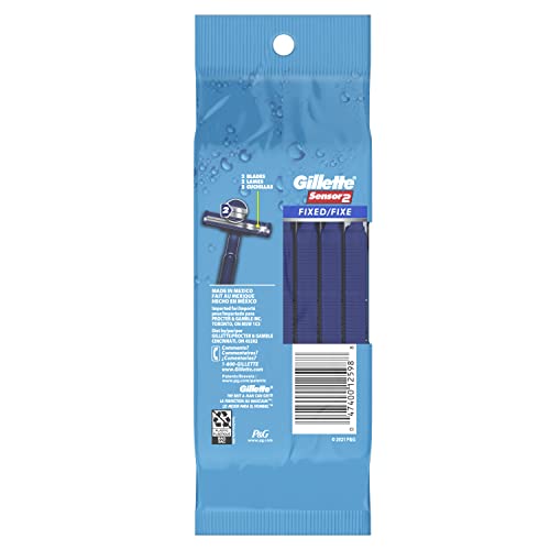 Gillette Sensor2 Men's Disposable Razor, 12 Count (Pack of 3), Blue