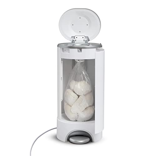 Munchkin® UV Diaper Pail #1 in Odor Control, LED UV Lights Kills 99% of Germs and Odor Causing Bacteria on Lid Surface, Includes 1 UV Refill Ring and 1 UV Snap, Seal & Toss Bag